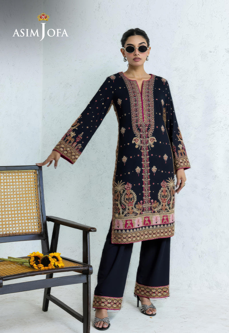 AJDSAI-159 EMBROIDERED RAW SILK STITCHED 2 PCS – Asim Jofa