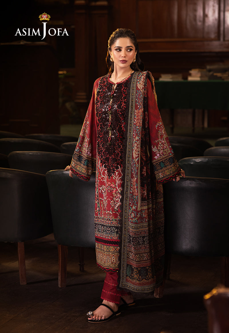 AJUBJD-09 Printed EMBROIDERED LAWN Stitched 3 PC – Asim Jofa