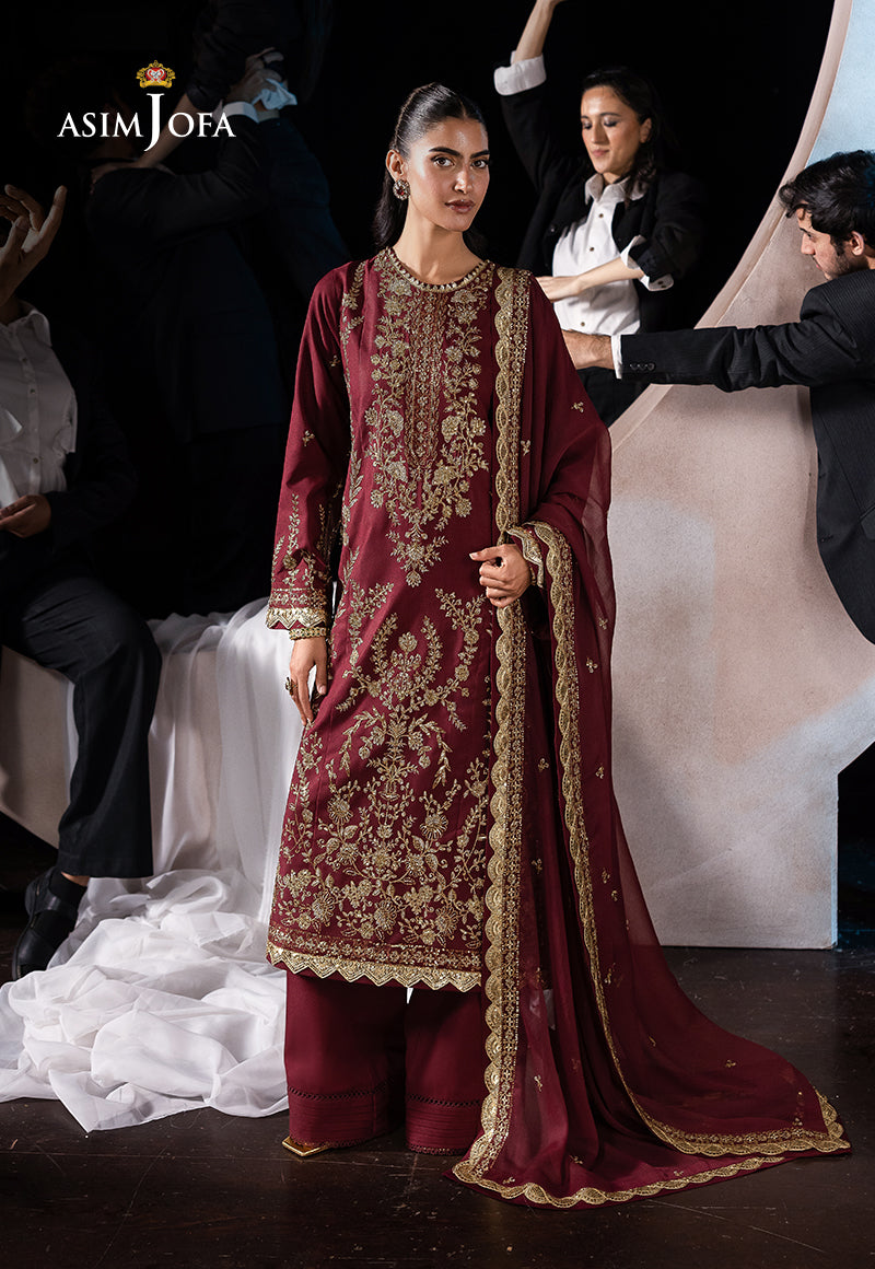 AJLF-02 EMBROIDERED BOSKI SILK 3 PCS – Asim Jofa