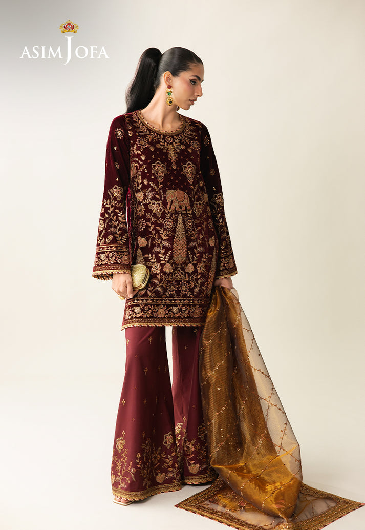 AJULM-07 Embroidered Velvet Unstitched 3 Pcs – Asim Jofa