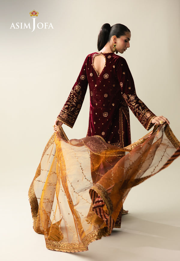 AJULM-07 Embroidered Velvet Unstitched 3 Pcs – Asim Jofa