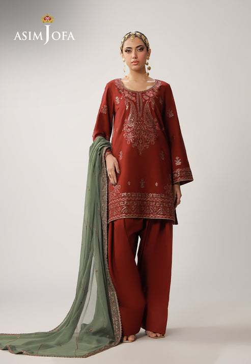 AJULO-05 Embroidered Boski Silk Unstitched 3 Pcs – Asim Jofa