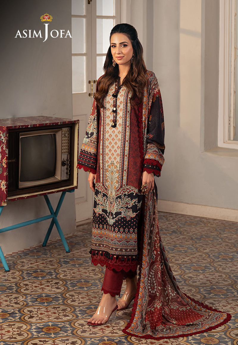 AJARD-26 PRINTED LAWN STITCHED 3 PCS – Asim Jofa