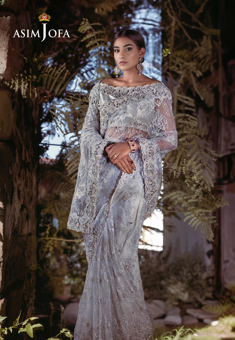 AJBRD-07 HAND EMBROIDERED CHANTILLY SAREE 3 PCS – Asim Jofa
