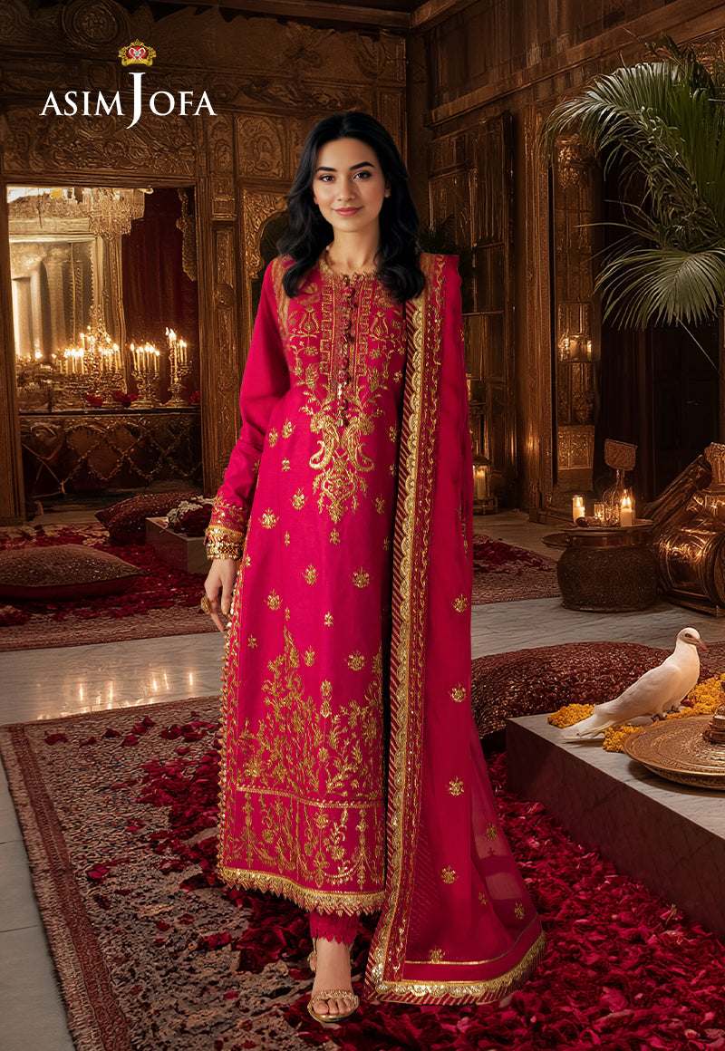 AJHE-08 EMBROIDERED JUMBO SILK 3 PCS – Asim Jofa