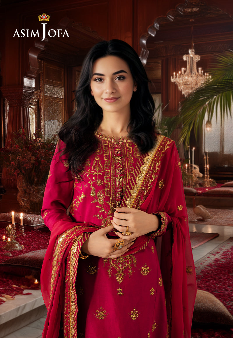 AJHE-08 EMBROIDERED JUMBO SILK 3 PCS – Asim Jofa