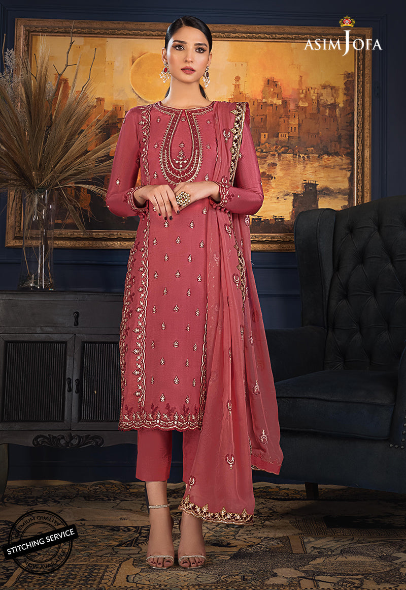 AJRED-07 EMBROIDERED STITCHED 3 PCS – Asim Jofa