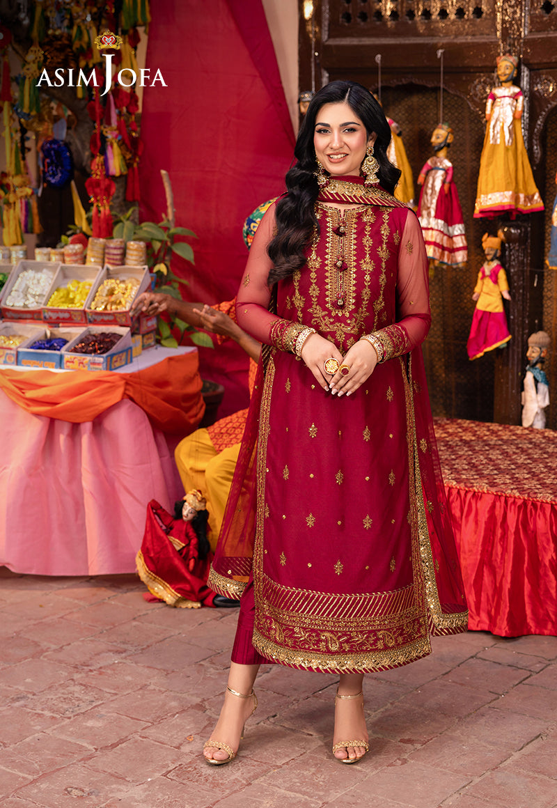 AJEM-19 EMBROIDERED NET 3 PCS – Asim Jofa