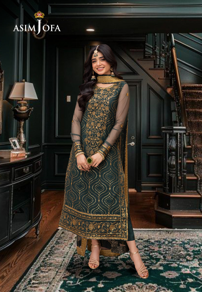 AJEM-16 EMBROIDERED NET 3 PCS – Asim Jofa