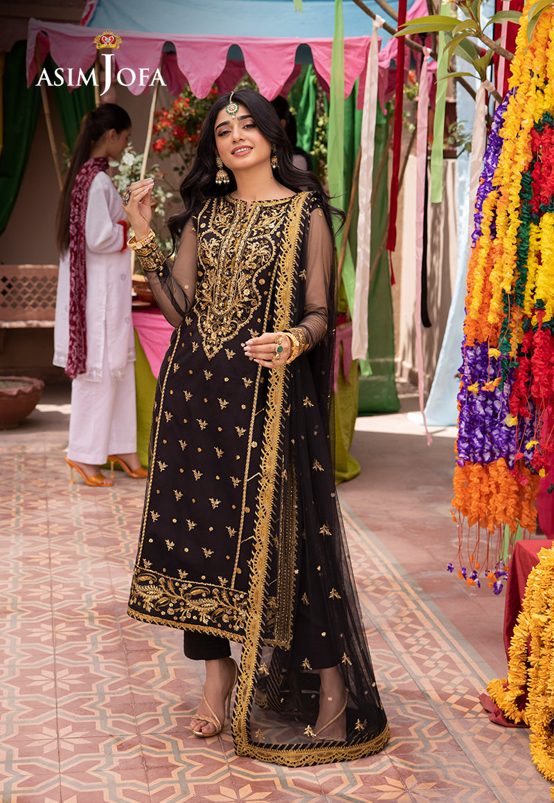 AJEM-04 EMBROIDERED NET 3 PCS – Asim Jofa