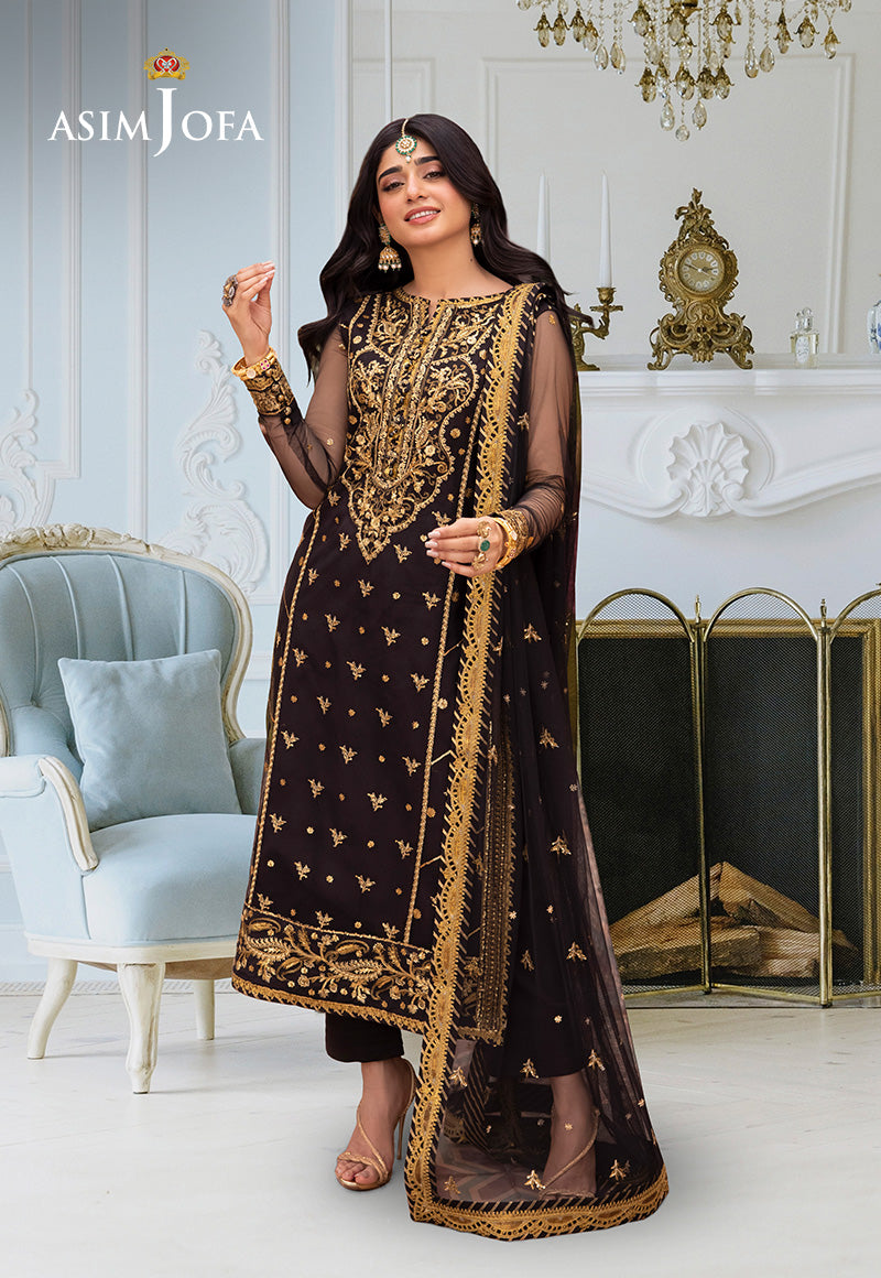 AJEM-04 EMBROIDERED NET 3 PCS – Asim Jofa