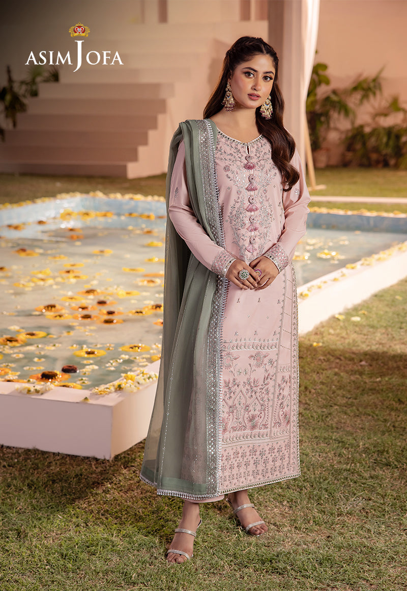 AJCFP-14 EMBROIDERED BOSKI SILK STITCHED 3 PCS – Asim Jofa