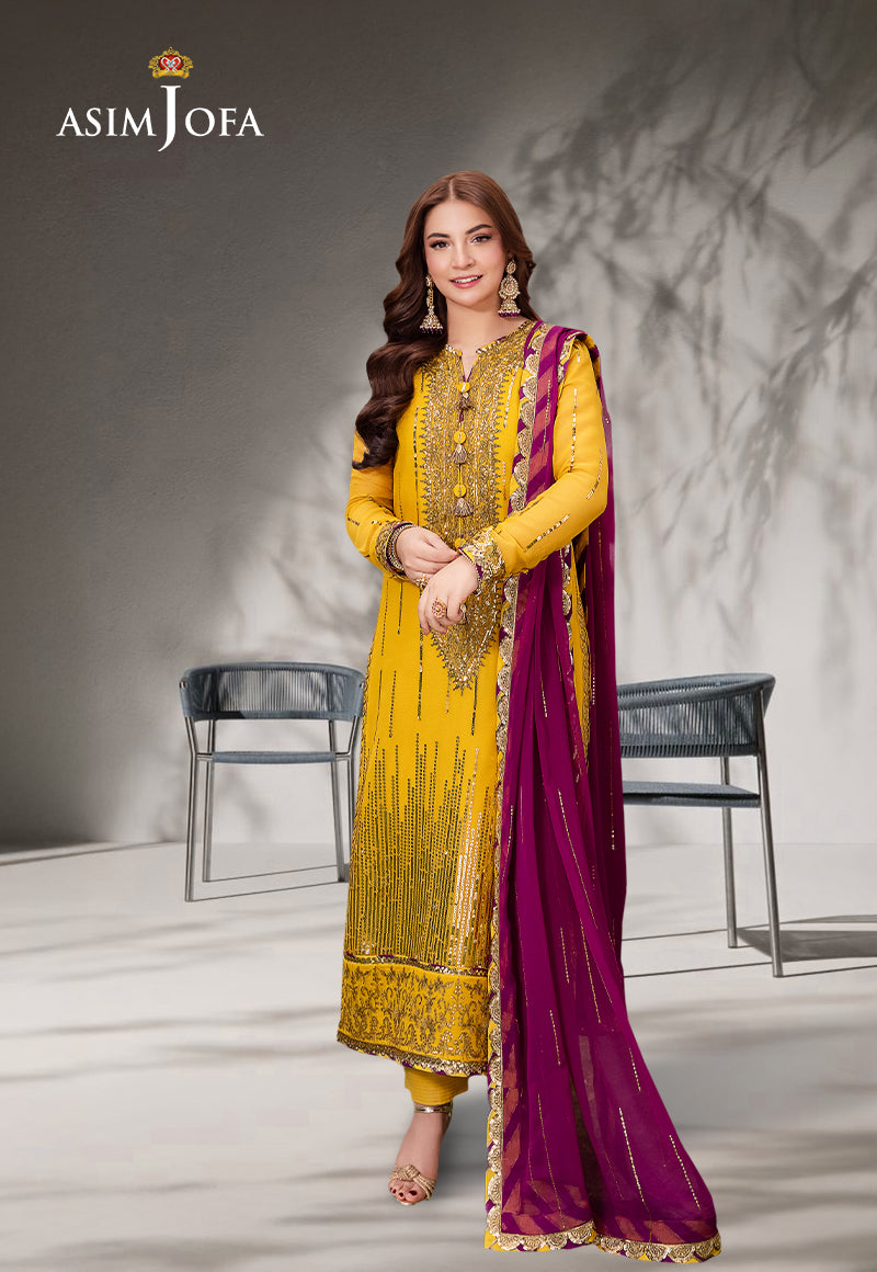 AJMJ-20 EMBROIDERED CHIFFON 3 PCS – Asim Jofa
