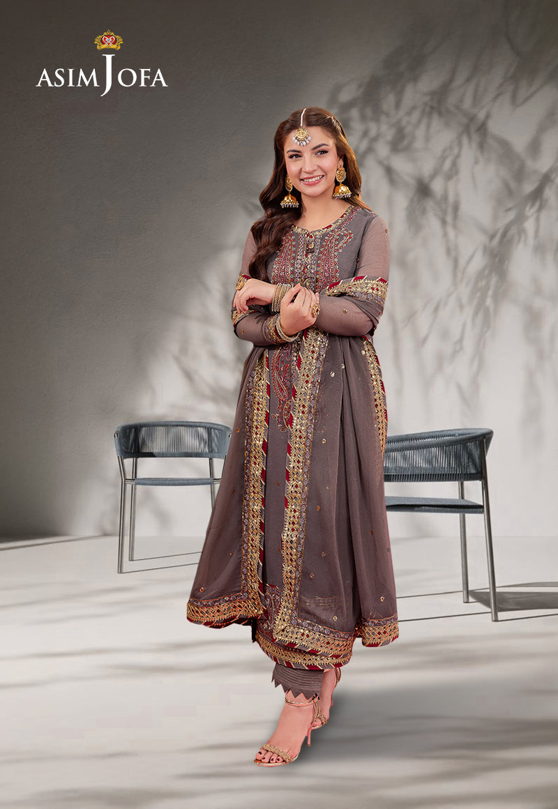 AJMJ-19 EMBROIDERED CHIFFON 3 PCS – Asim Jofa