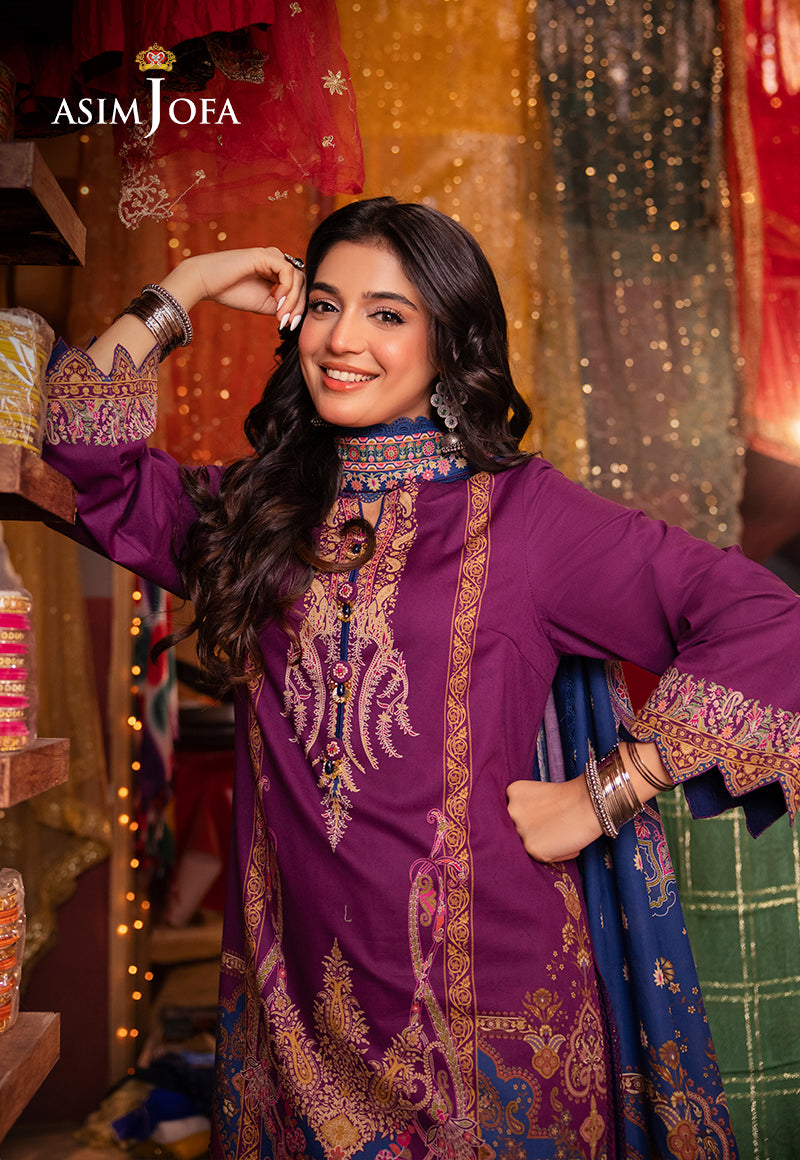 AJEL-14 PRINTED LAWN 3 PCS – Asim Jofa