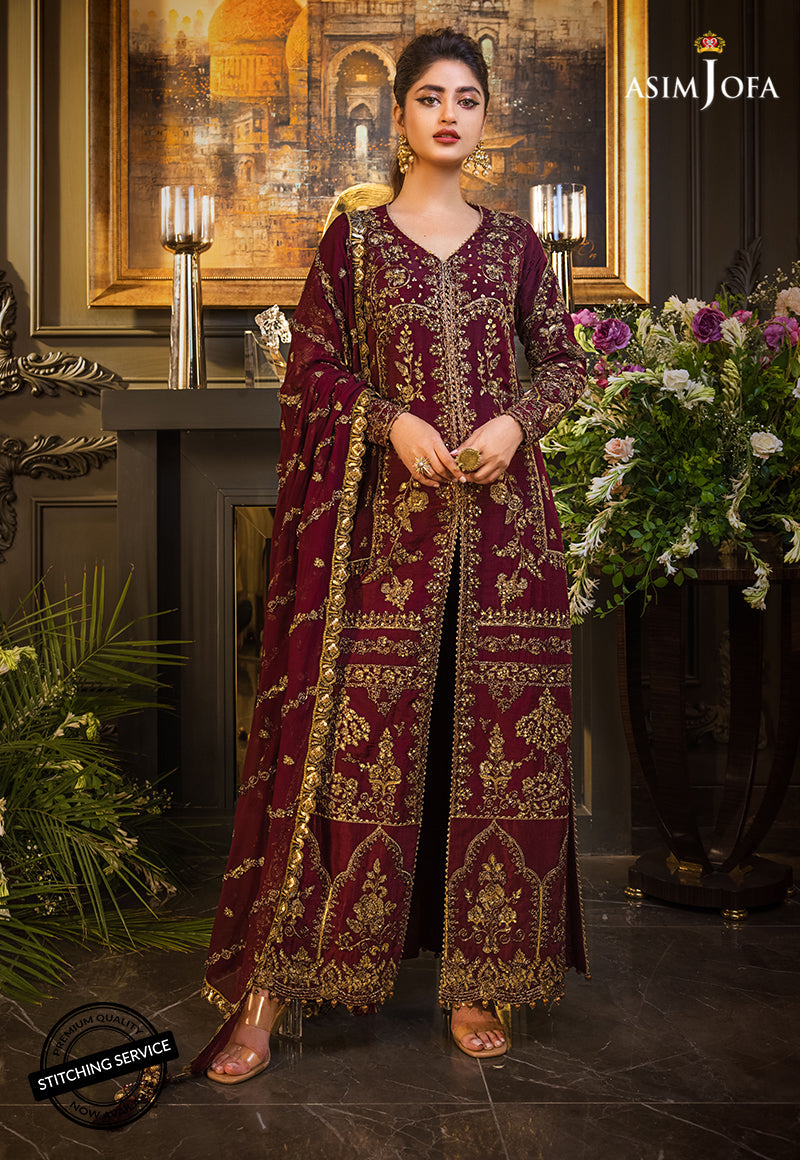 AJSE-02 EMBROIDERED RAW SILK 3 PCS – Asim Jofa