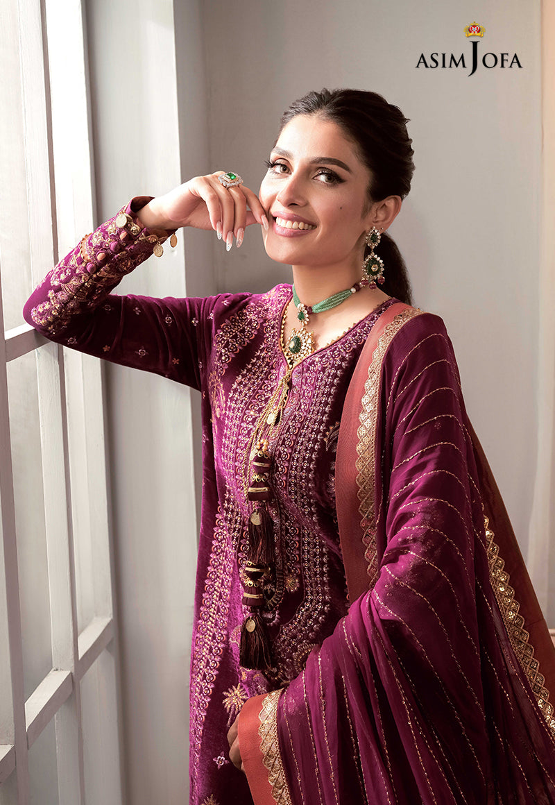 AJAM-10 EMBROIDERED VELVET 3 PCS – Asim Jofa