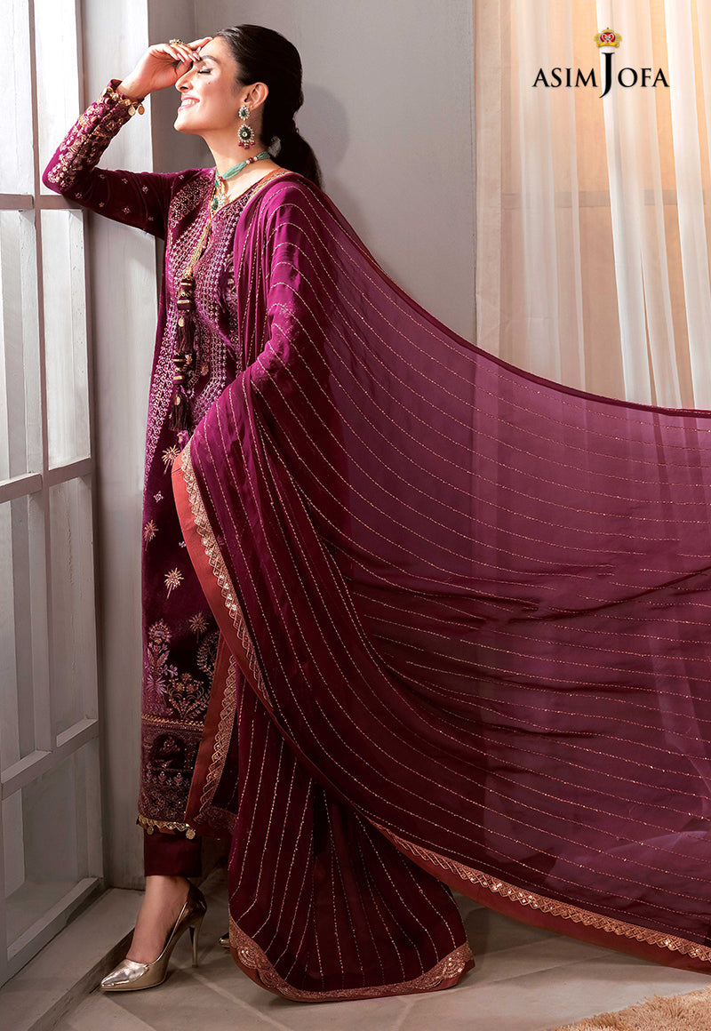 AJAM-10 EMBROIDERED VELVET 3 PCS – Asim Jofa