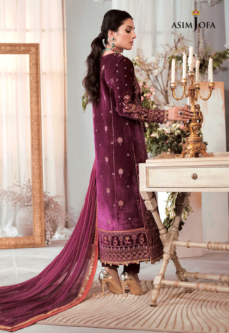 AJAM-10 EMBROIDERED VELVET 3 PCS – Asim Jofa