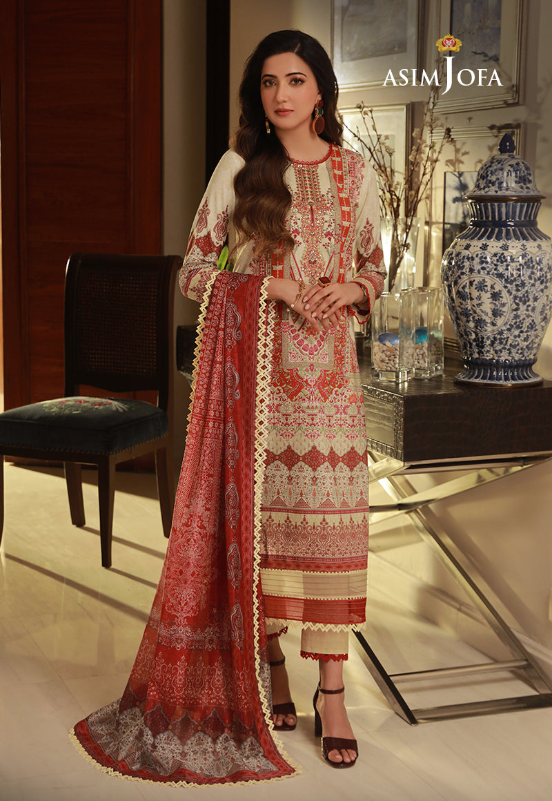 AJAS-10 DESIGNERS STITCHED EMBROIDERED CAMBRIC 3 PCS – Asim Jofa
