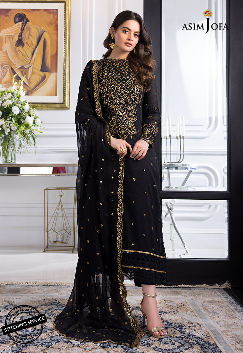 AJIM-14 EMBROIDERED SELF-JACQUARD 3 PCS – Asim Jofa