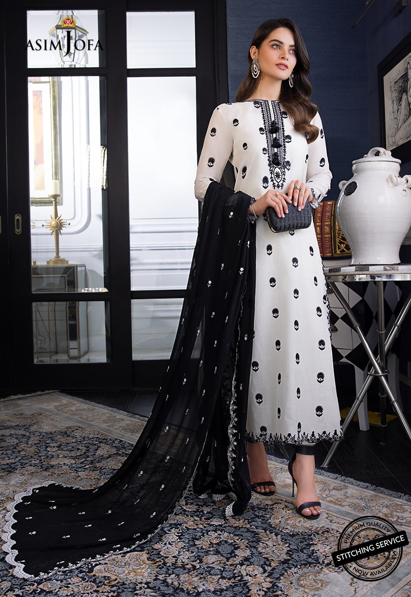 AJIM-22 EMBROIDERED PAPER COTTON 3 PCS – Asim Jofa