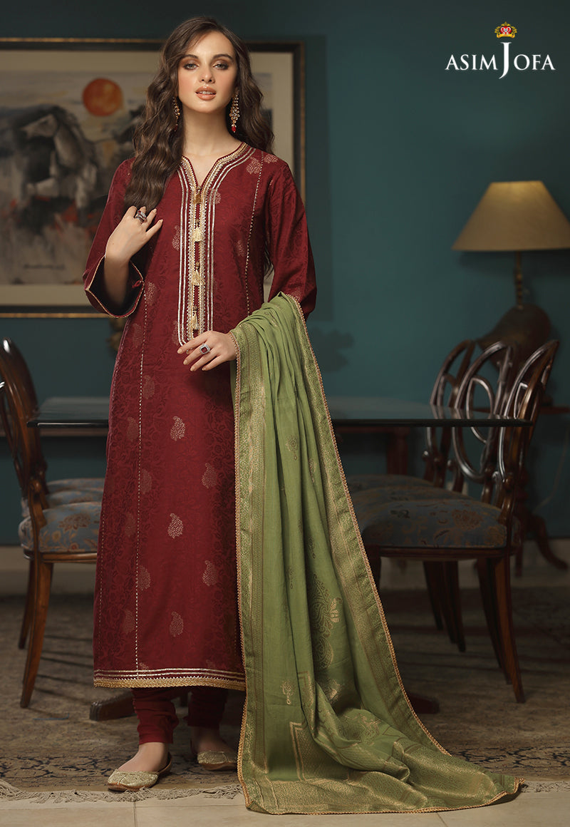 AJJD-01 PRINTED VISCOSE JACQUARD 3 PCS – Asim Jofa