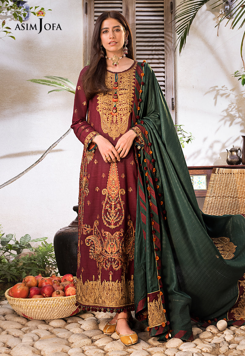 AJK-04 EMBROIDERED COTTON SLUB CROSSHATCH 3 PCS – Asim Jofa