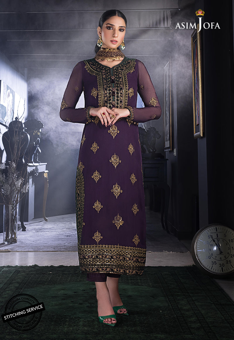 AJRE-04 EMBROIDERED CHIFFON 3 PCS – Asim Jofa