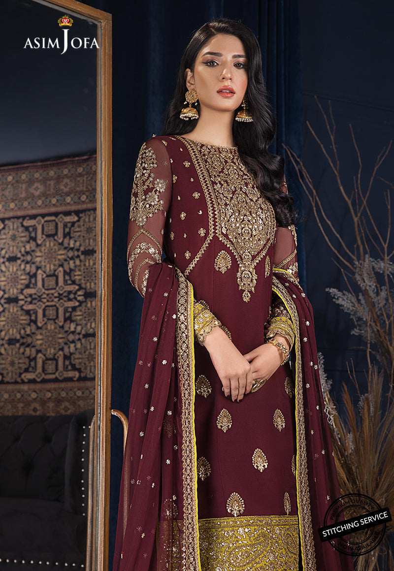 AJRE-08 EMBROIDERED CHIFFON 3 PCS – Asim Jofa
