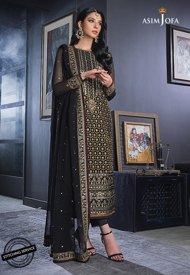 AJRE-11 EMBROIDERED CHIFFON 3 PCS – Asim Jofa